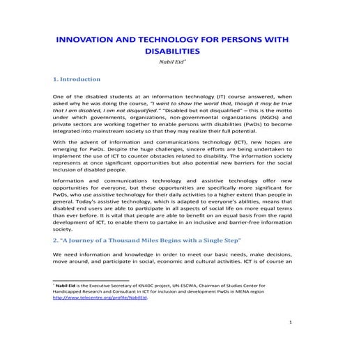 Innovation and Tech for PWD | PDF
