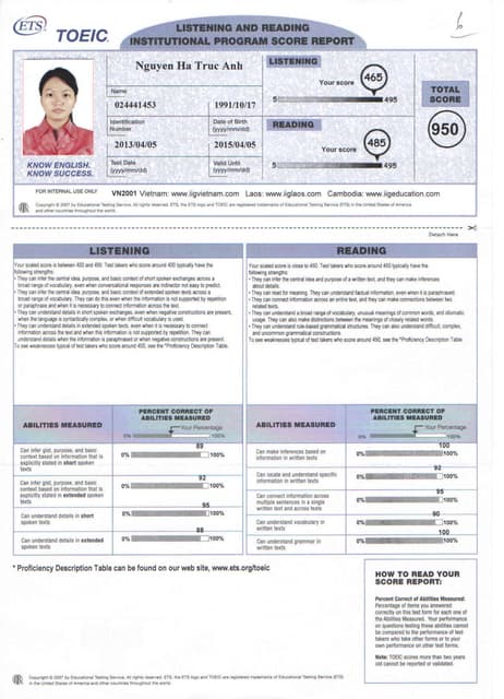 TOEIC Certification Scan | PDF