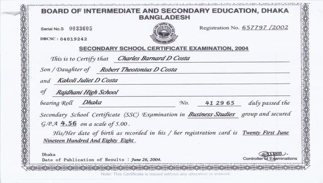 SSC Certificate | PDF