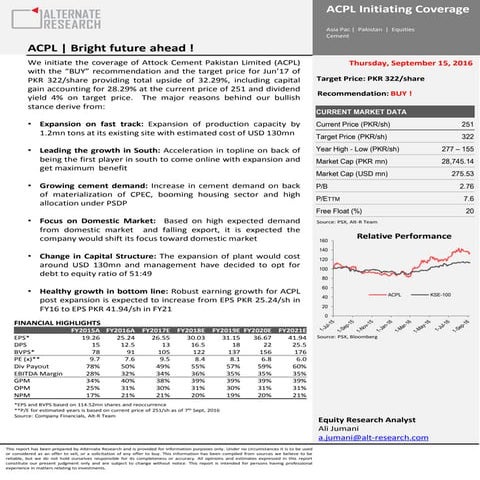 Alt R - ACPL - Initiating Coverage - 15th Sept 2016 | PDF