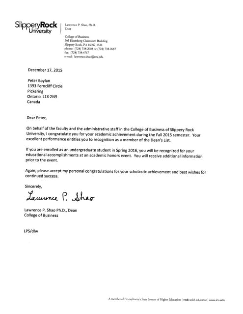 Peter Dean's List Letter SRU | PDF Peter Dean's List Letter SRU | PDF