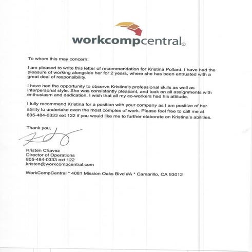 KC Letter of Recommendation | PDF
