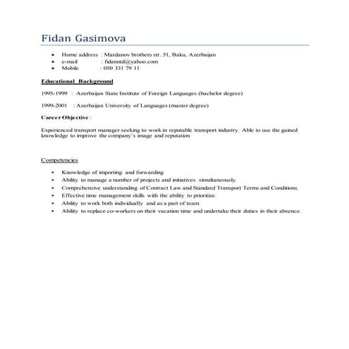 CV Fidan | DOCX