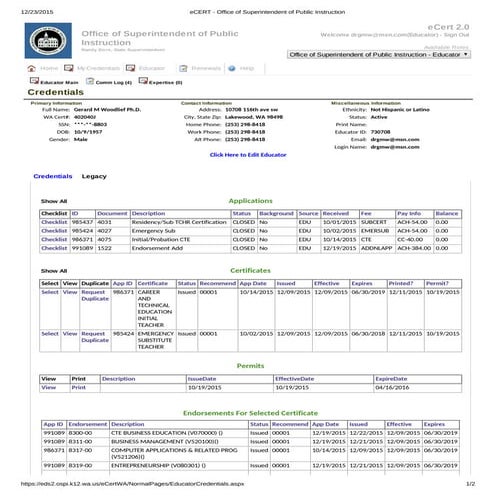 eCERT - Office of Superintendent of Public Instruction | PDF