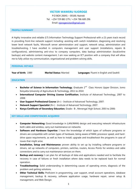 Ben Resume updated 2015 | DOC | IT and Internet Support | Internet