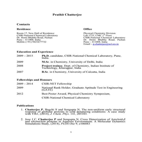 CV_PrathitChatterjee | PDF