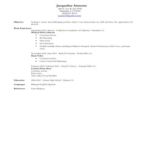 Jackie's Resume | DOC