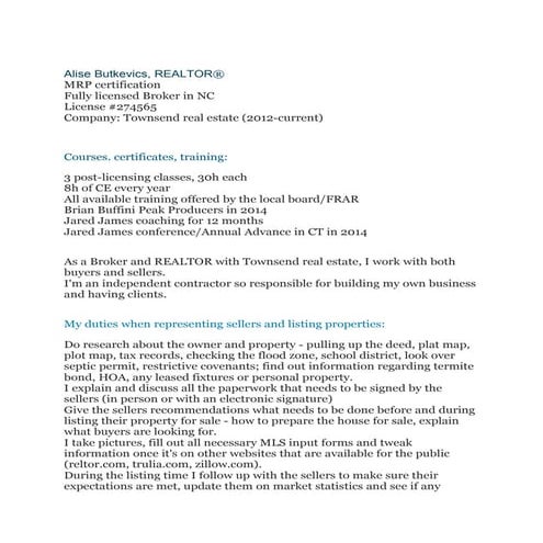 Alise Butkevics, REALTOR | PDF