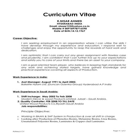 CV NISAR AHMED | DOC