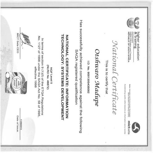 National Certificate | PDF