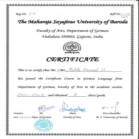 German Certificate | PDF