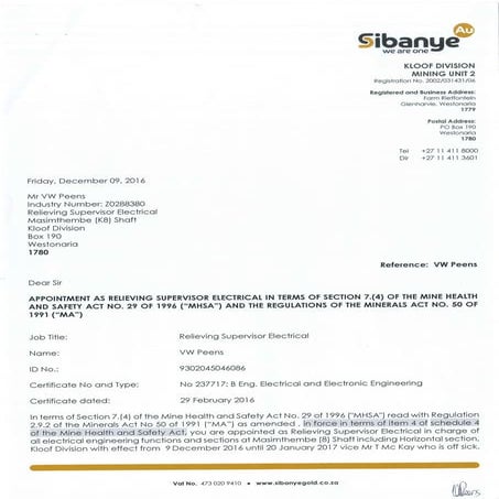 Electrical Supervisor Appointment | PDF