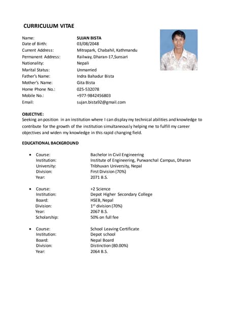 format of cv (1) | PDF