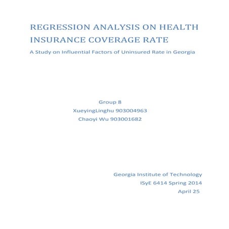 REGRESSION ANALYSIS ON HEALTH INSURANCE COVERAGE RATE | PDF