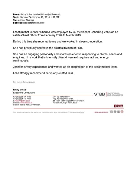 Letter of Reference - Alessandro Mazzi Minter Ellison | PDF