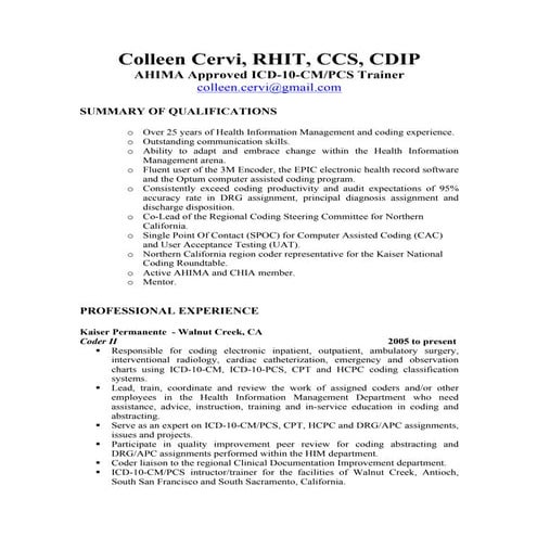Colleen Cervi - resume 2016 | PDF