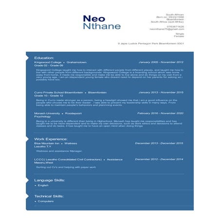 CurriculumVitae - Tennielle Wynne | PDF