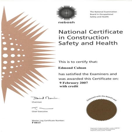 NEBOSH Cert in Construction Safety & Health | PDF