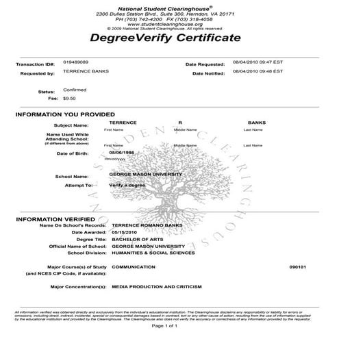 Degree Verification | PDF