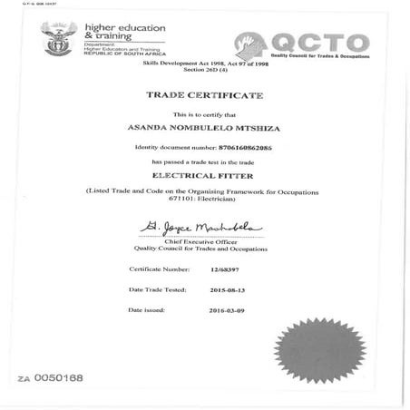 trade test certificate | PDF