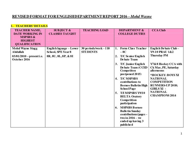 Revised Format English Dept Report 2015 WAYNE