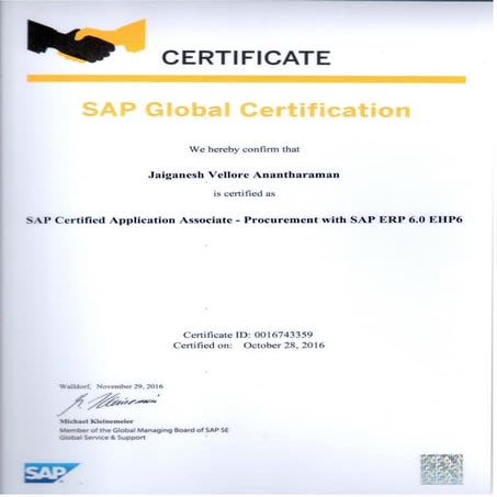 Jai Ganesh_SAP Certificate | PDF