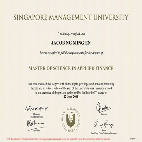 Masters - SMU - DegreeCert - Color | PDF