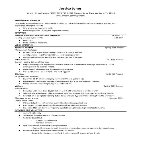 Jessica Jones Resume | DOCX