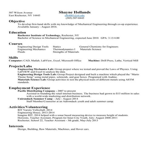 HollandsResume2 | PDF