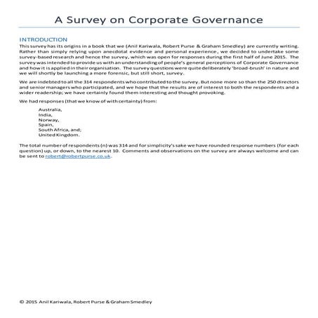 A Survey on Corporate Governance (2) | DOCX