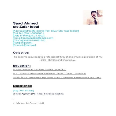 Saad Ahmed C V | DOCX