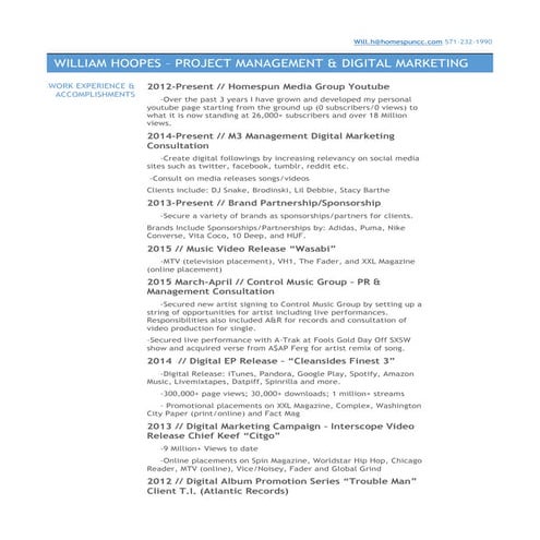William Hoopes Resume | PDF