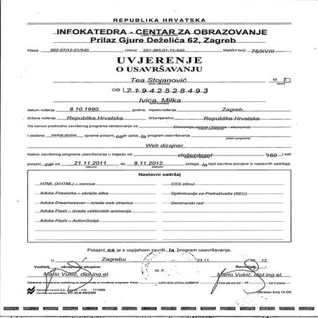 Uvjerenje o usavrsavanju za Web dizajnera | PDF