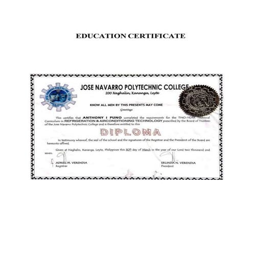Education Certificate | DOCX