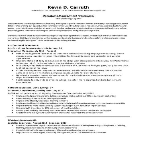 Carruth,Kevin | DOCX | Logistics | Business