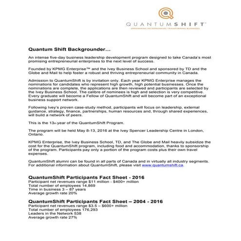 Quantum Shift Backgrounder… | PDF