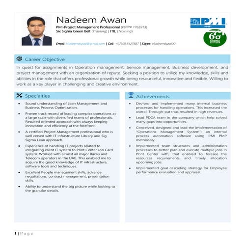 Nadeem Awan Resume | PDF | Business Administration | Business