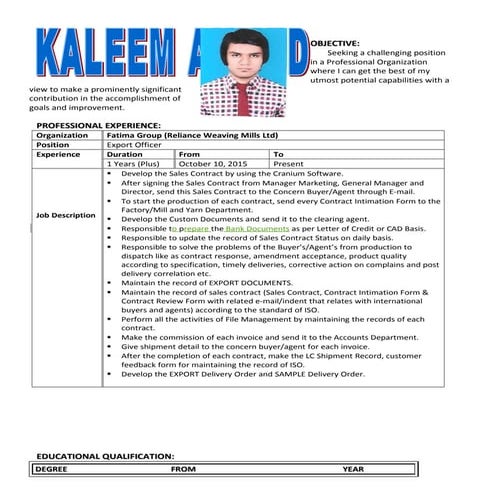 NEW KALEEM CV | DOC