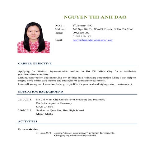 CV-NGUYEN THI ANH DAO | PDF