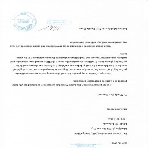 Lithuanian work experience letter 2015 | PDF