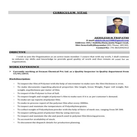 CV - Akhilesh H. Tripathi | DOCX