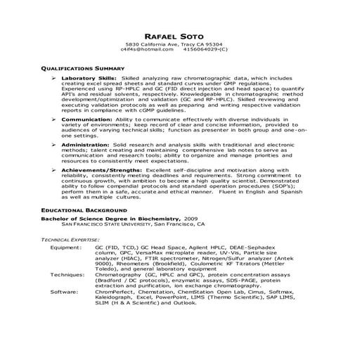 Biochemistry Resume. Why Choose BestResumeHelp.com