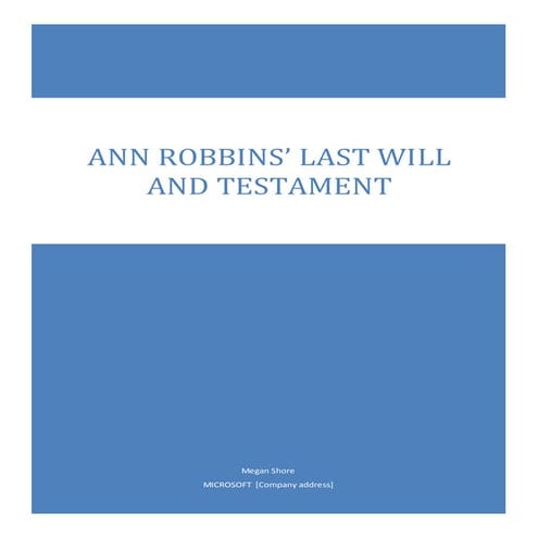 Ann Robbins' Will | PDF