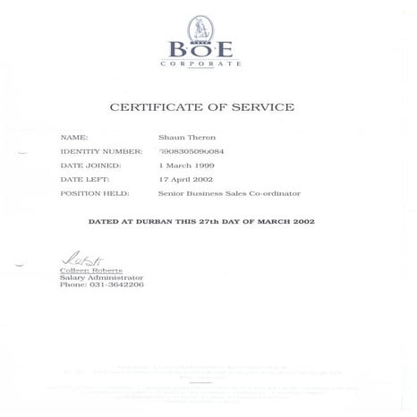 BoE Certificate | PDF