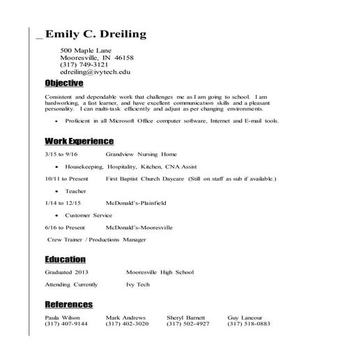 Emily's Resume | DOCX