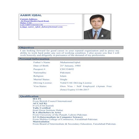 Aamir Iqbal's CV-2 | DOC | Careers