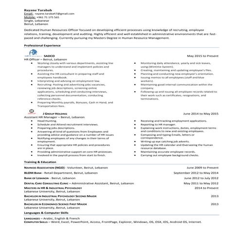 Rayane Tarabah CV | PDF