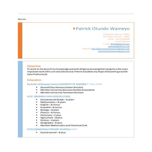 Patrick Wameyo Otundo -CV | DOCX