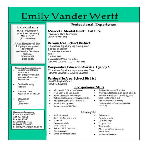 Emily Vander Werff Resume 2 | DOCX