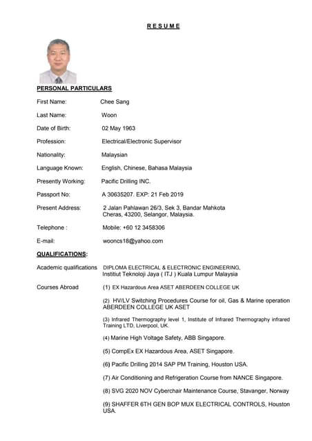 Resume atta s rao ETO | PDF